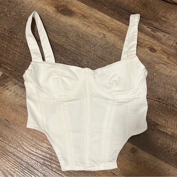 Zara | Tops | Zara White Denim Corset Top | Poshmark